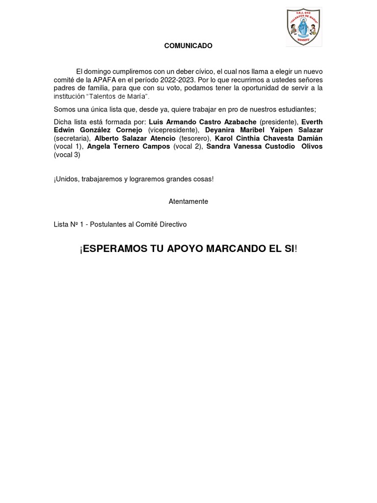 Comunicado Breve Apafa | PDF