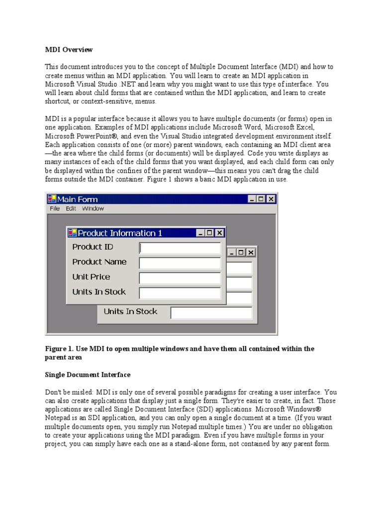 Create Mdi Application Using Vb Pdf Menu Visual Basic Net