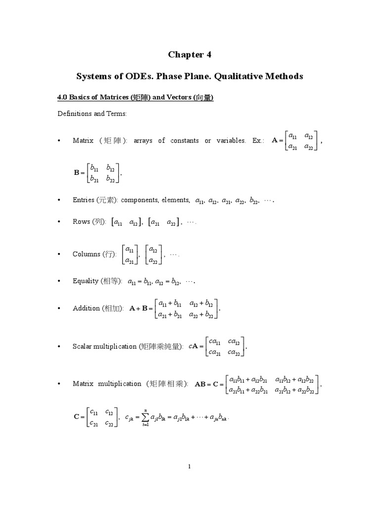 Chapter 04 Systems of ODEs. Phase Plane. Qualitative Methods | PDF ...
