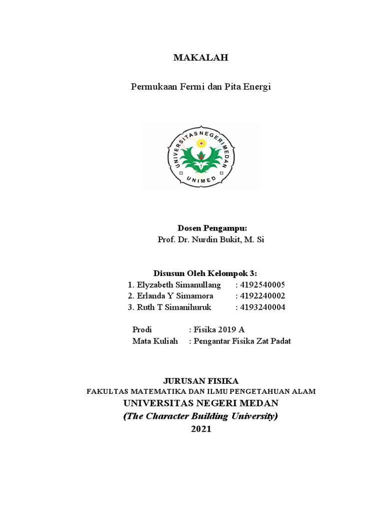 Kel 3.PSF 19 A.pert-12.makalah Permukaan Fermi Dan Pita Energi | PDF ...