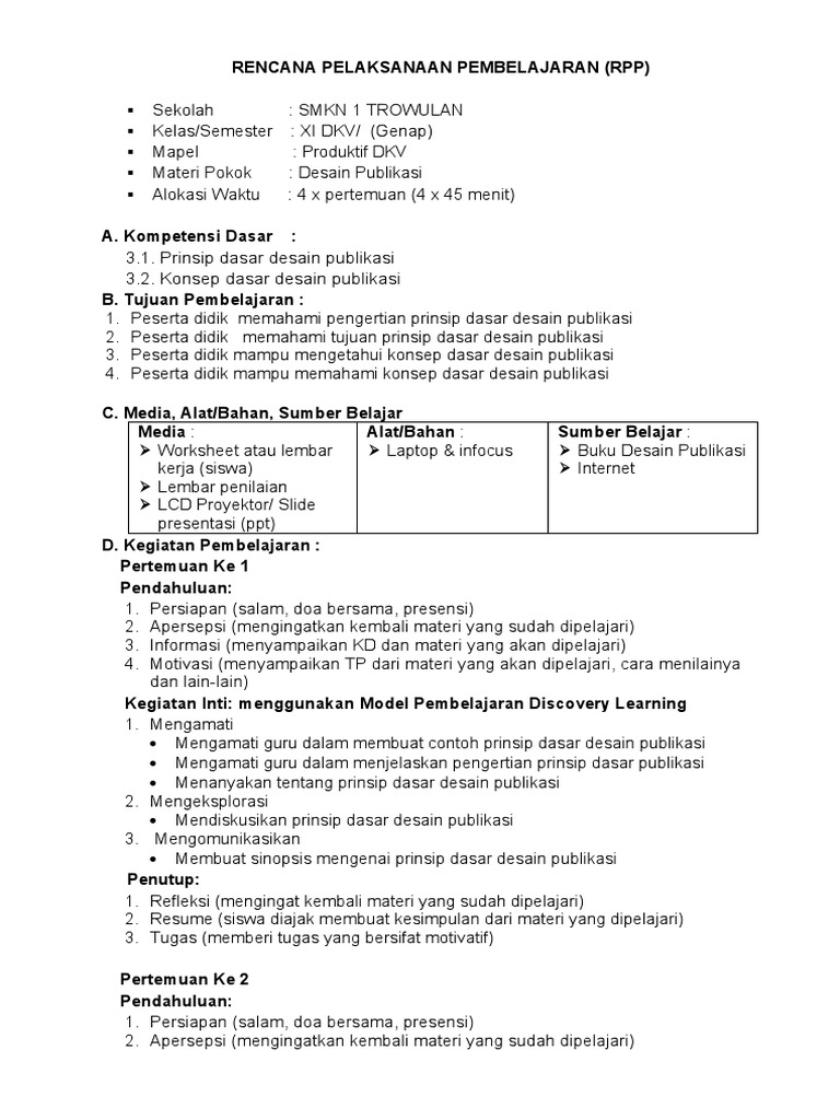 RPP Desain Publikasi XI DKV 2020-2021 - RIKO | PDF
