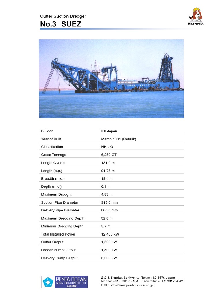 Specifications of Cutter Suction Dredger No.3 SUEZ | PDF | Home & Garden