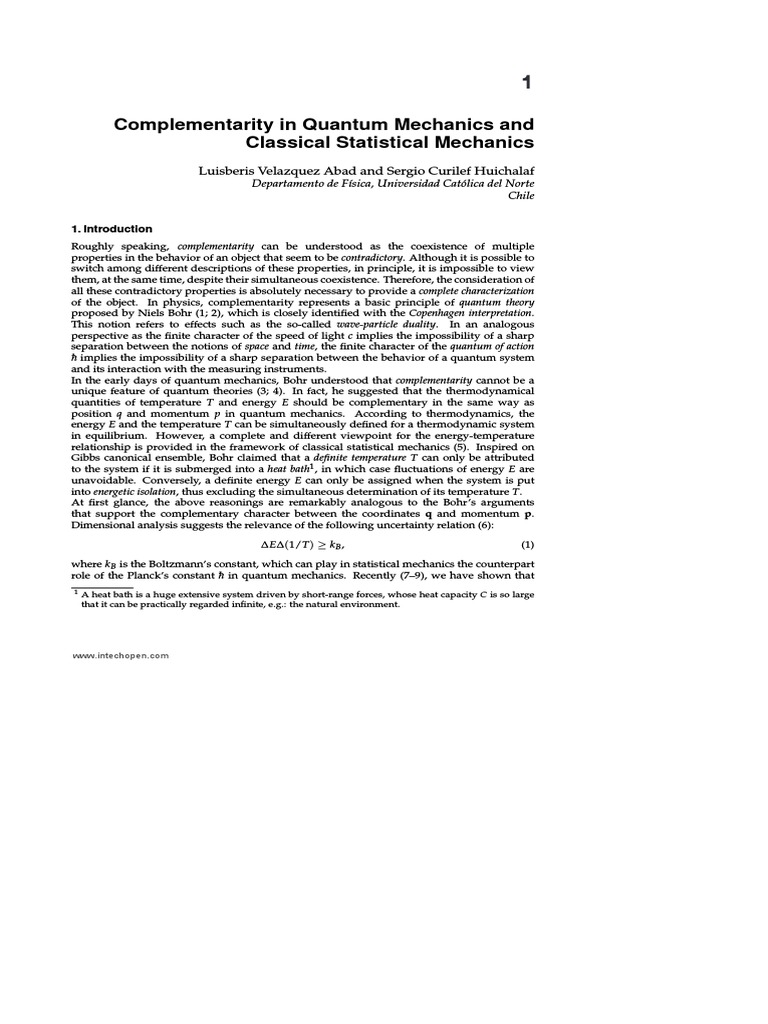 Complementarity in Quantum Mechanics and Classical Statistical ...