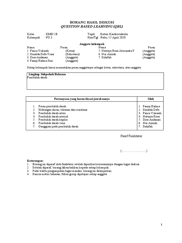 Borang QBL 2 - FG 3 - Sistem Kardiovaskuler | PDF