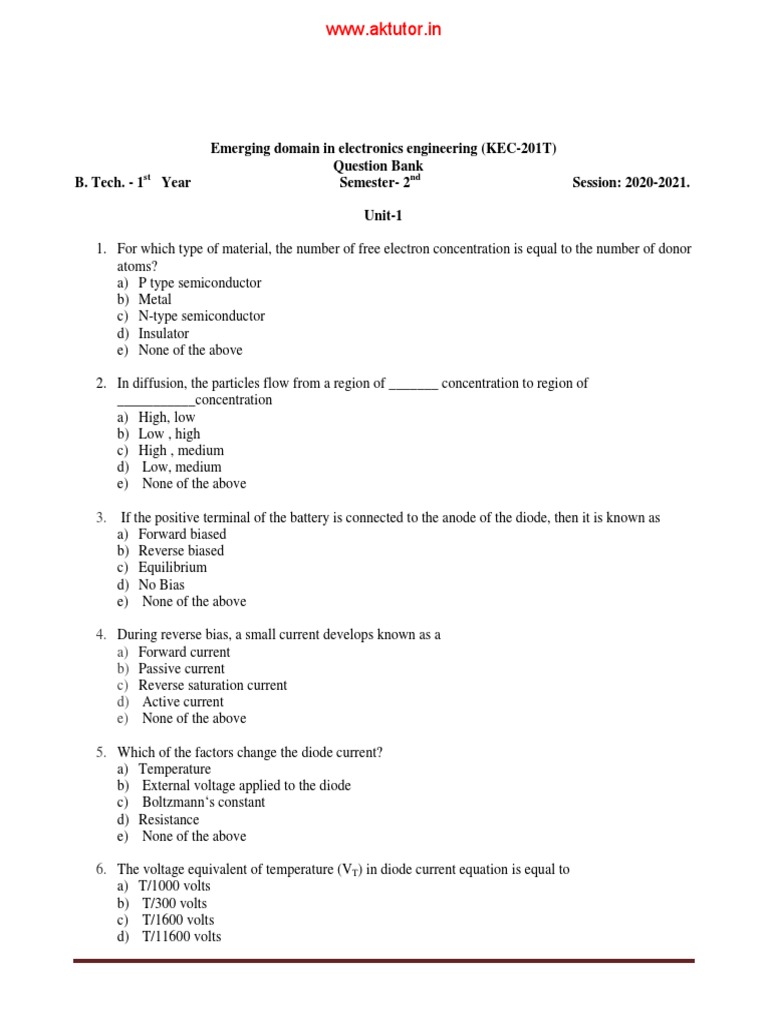 Emerging Domain in Electronics Engineering MCQs | PDF | Field Effect Transistor | Operational ...