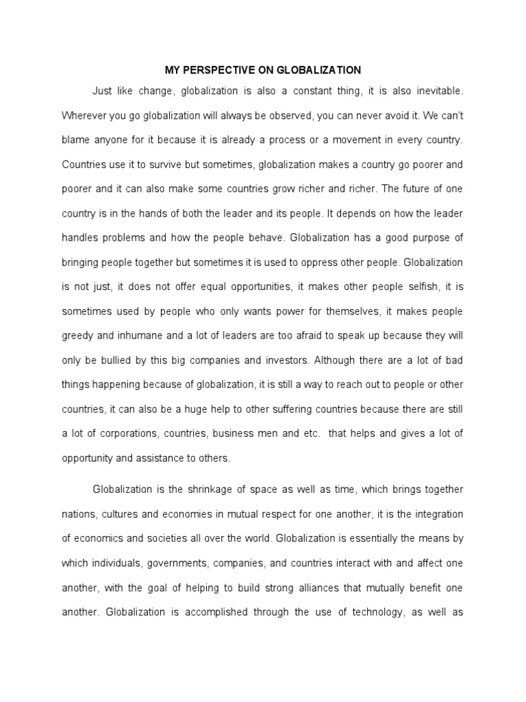 My Perspective On Globalization | Download Free PDF | Globalization ...