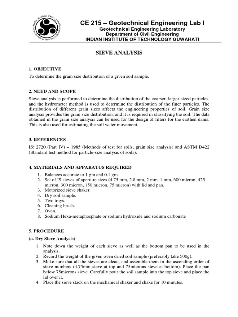 Sieve Analysis Test | PDF | Particle Size Distribution | Chemistry