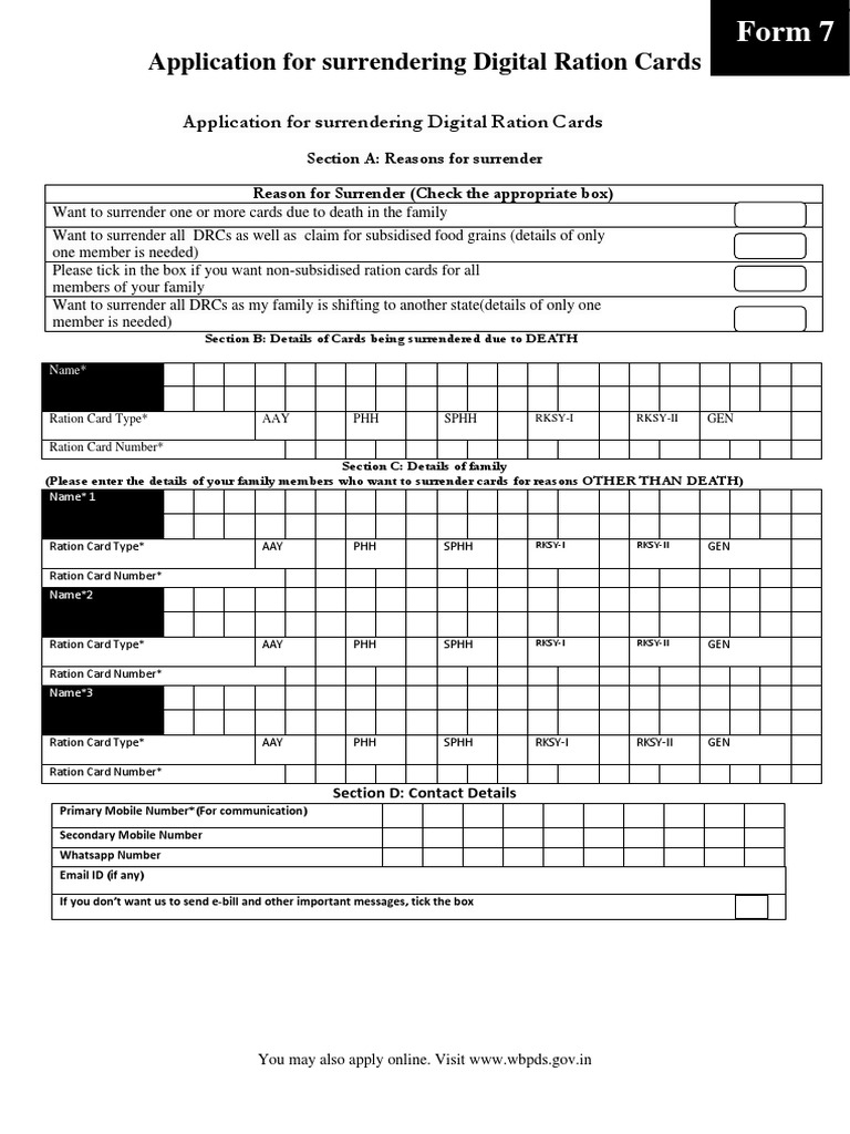 Application For Surrendering Digital Ration Cards | PDF