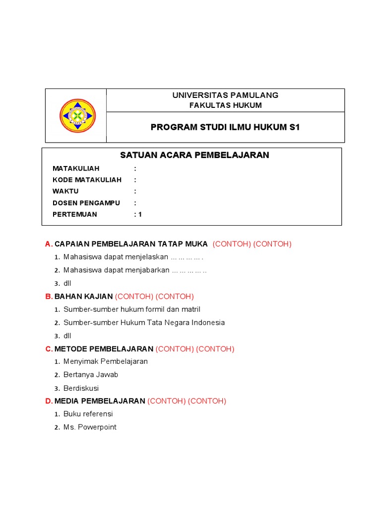 Template SAP Satuan Acara Perkuliahan | PDF