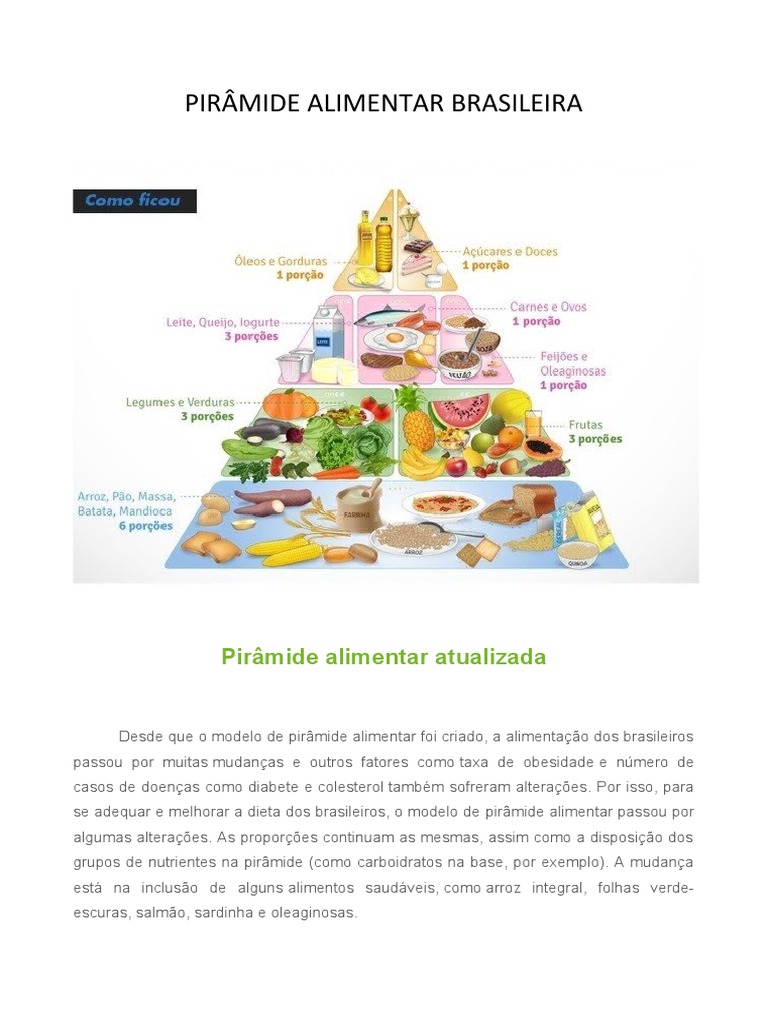 Pirâmide Alimentar Brasileira | PDF | Alimentos | Leite