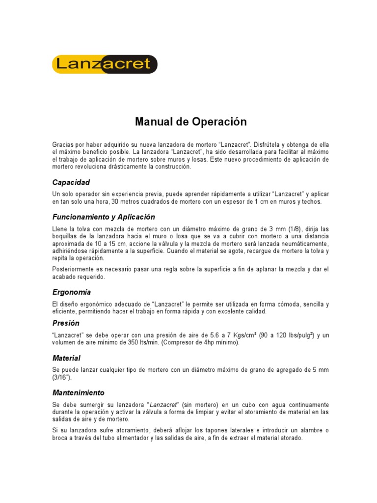 Manual de Operación | PDF | Factores humanos y ergonomía