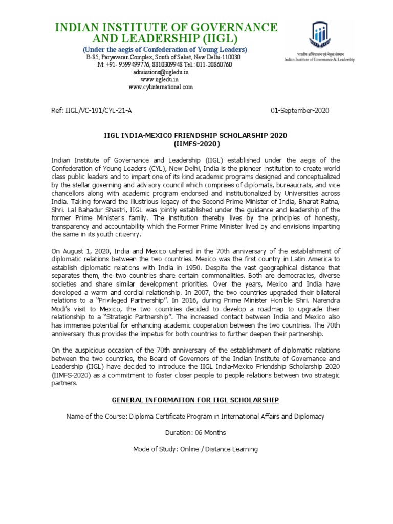 Indian Institute of Governance and Leadership (Iigl) : (Under The Aegis ...