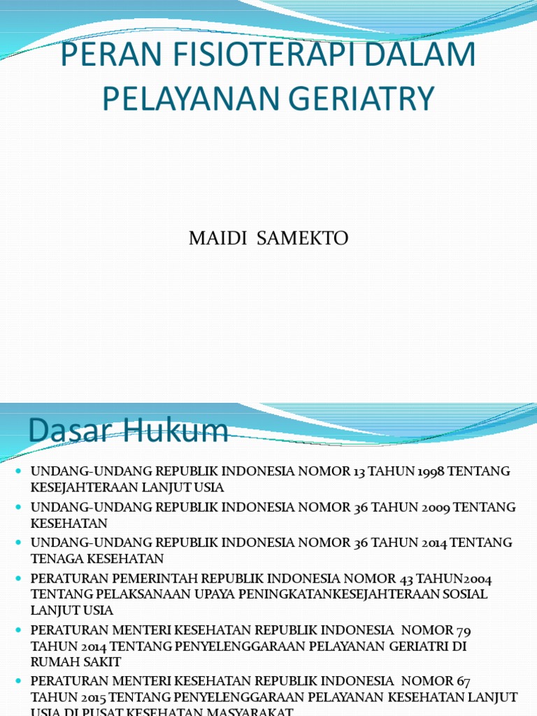Peran Fisioterapi di Pelayanan Geriatri | PDF | Pengembangan Diri