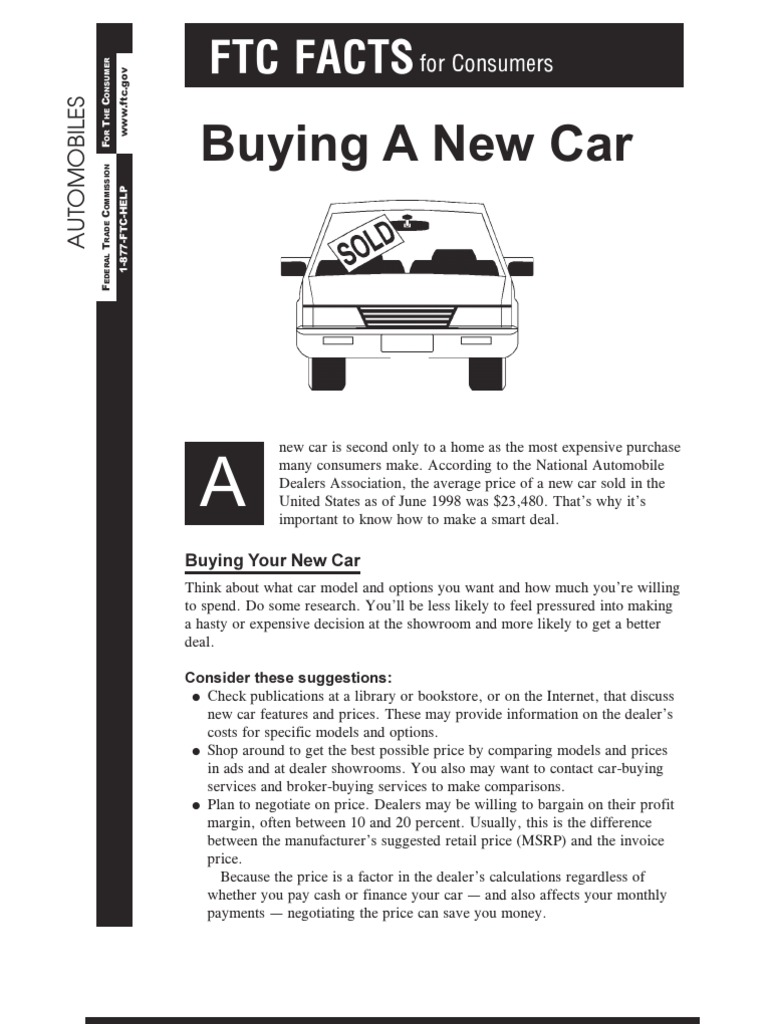 Buying A New Car: FTC Facts | PDF | Annual Percentage Rate | List Price