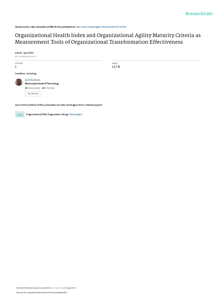 Organizational Health Index and Organizational Agility Maturity ...