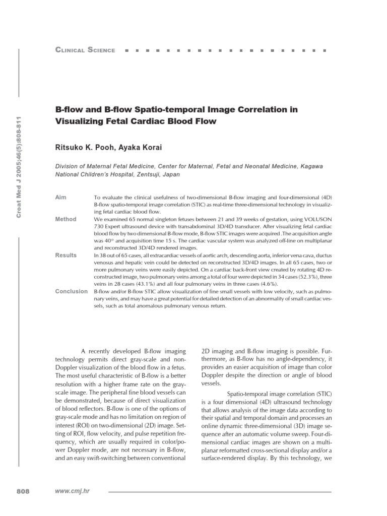 B-Flow and B-Flow Spatio-Temporal Image Correlation in Visualizing Fetal Cardiac Blood Flow ...