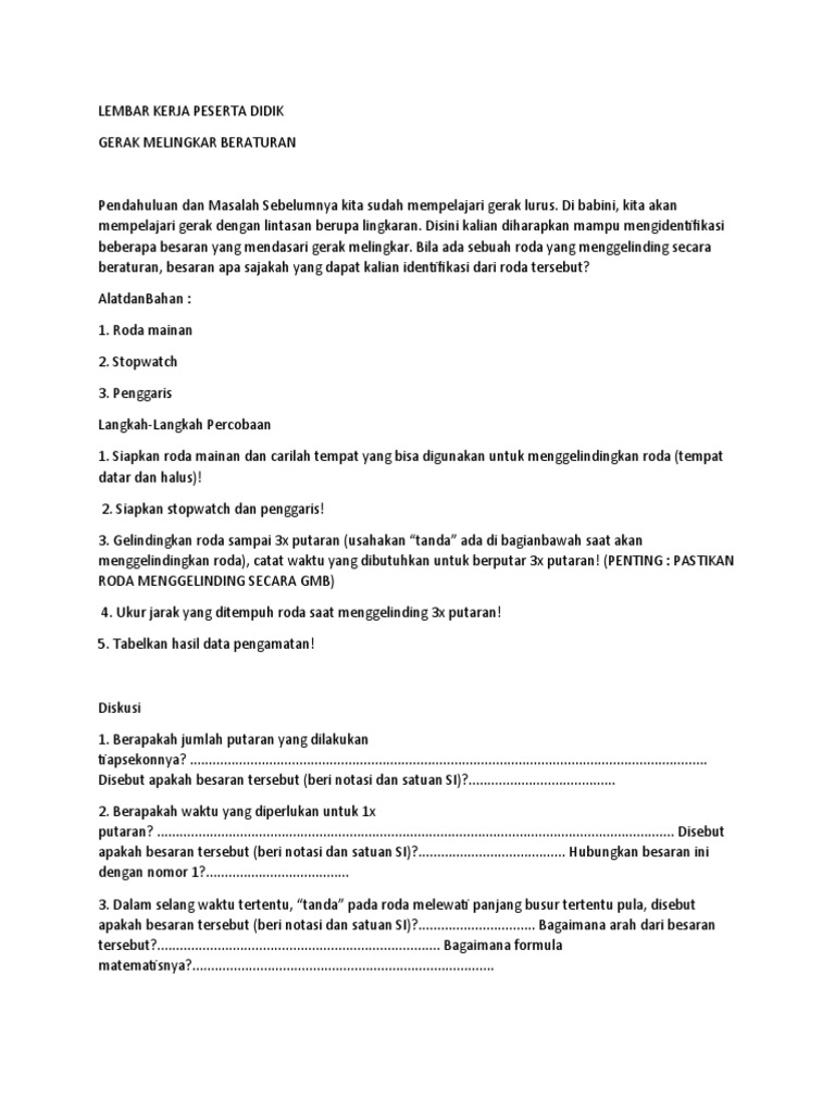 LKPD Gerak Melingkar | PDF