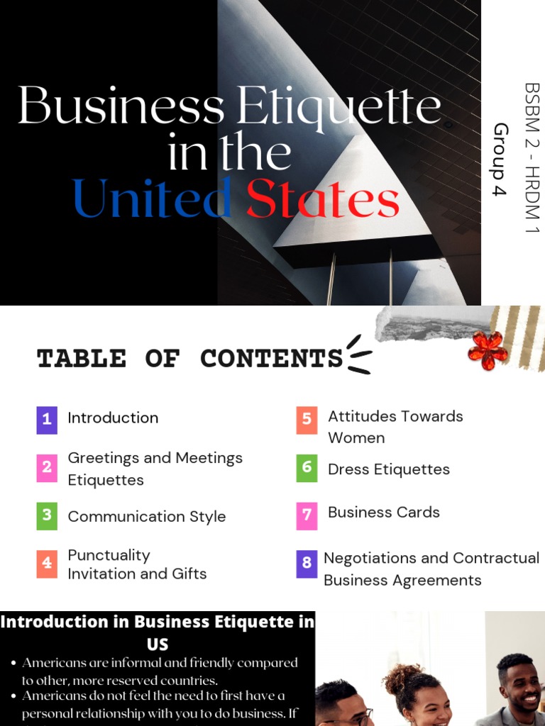 GROUP4 Business Etiquette in The United States | PDF | Negotiation ...