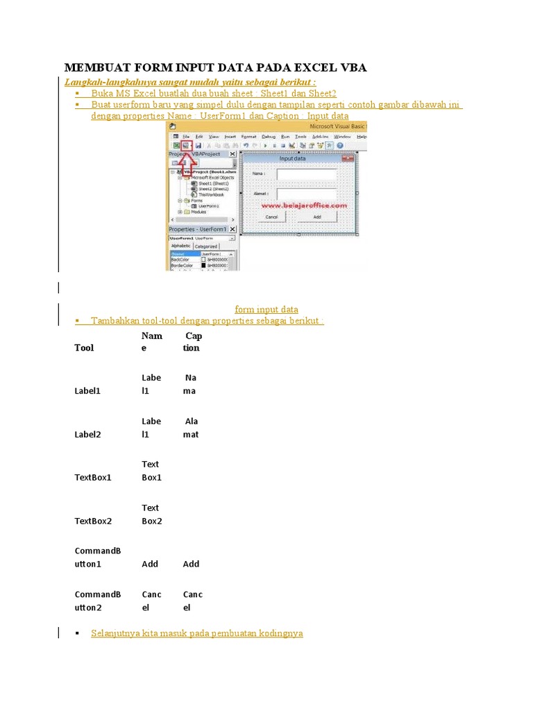 Membuat Form Input Data Pada Excel Vba | PDF