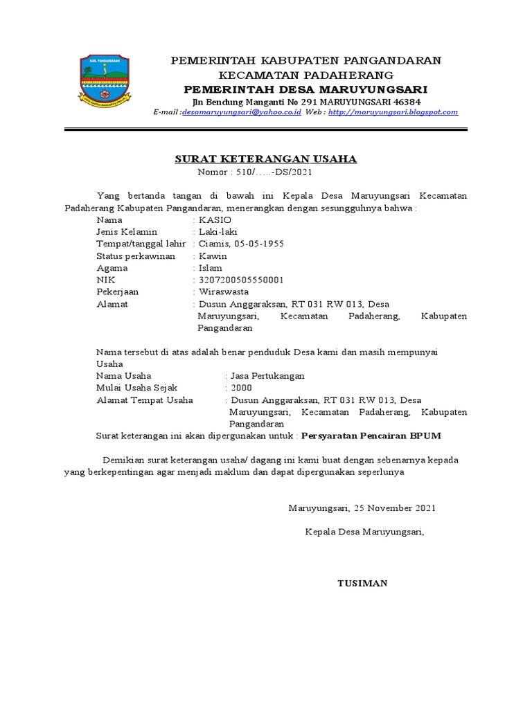 Surat Sku Desa | PDF