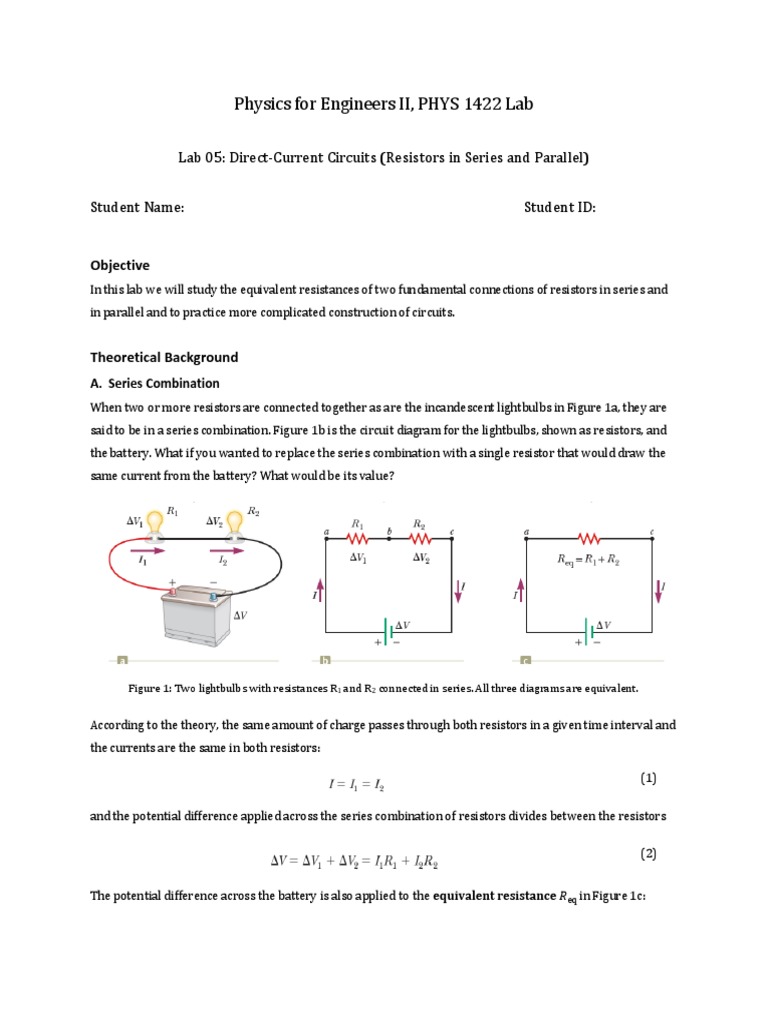 DC Circuits Lab: Series & Parallel Resistors | PDF | Series And ...