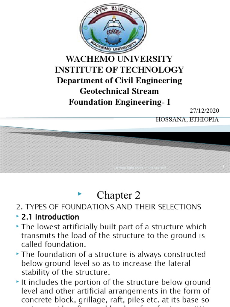 Wachemo University Institute of Technology Department of Civil ...