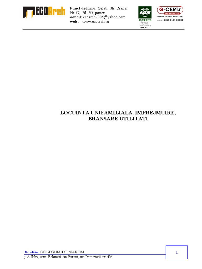 Memoriu+ Antemasuratoare | PDF