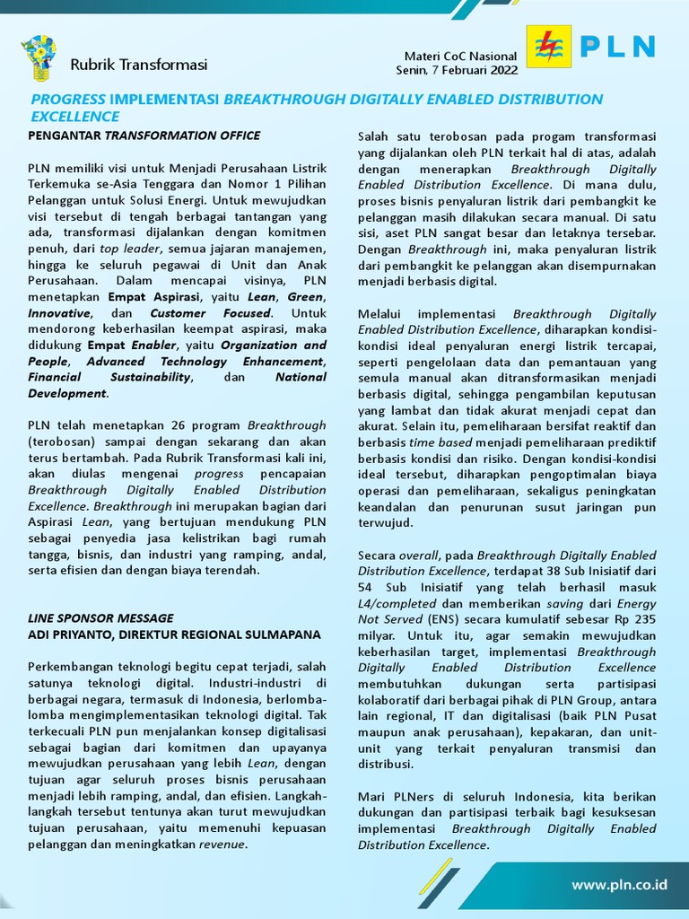 Materi Coc Nasional-Progress Implementasi Breakthrough Digitally Enabled Distribution Excellence ...