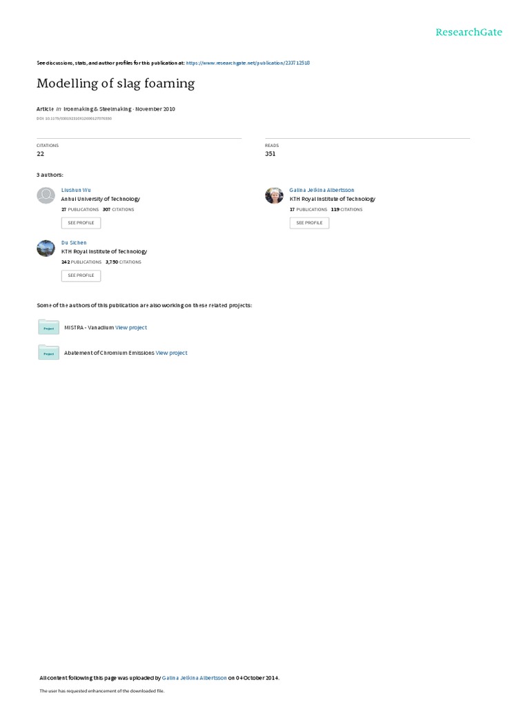 Modeling of Slag Foaming | PDF