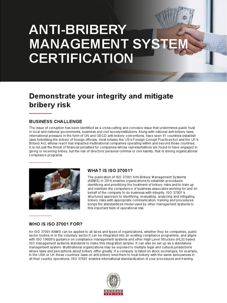 ISO 37001 Anti-Bribery Certification Guide | PDF | Audit | Bribery