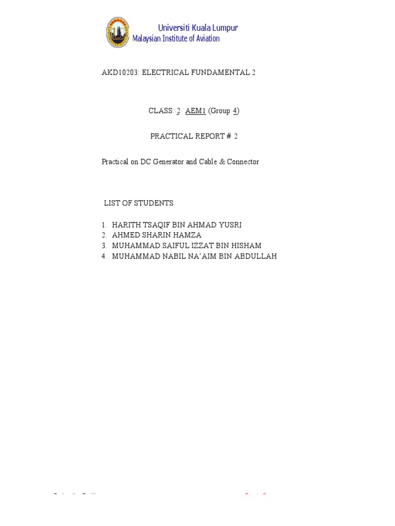 DC Generator Practical Report and Inspection | PDF | Electrical ...