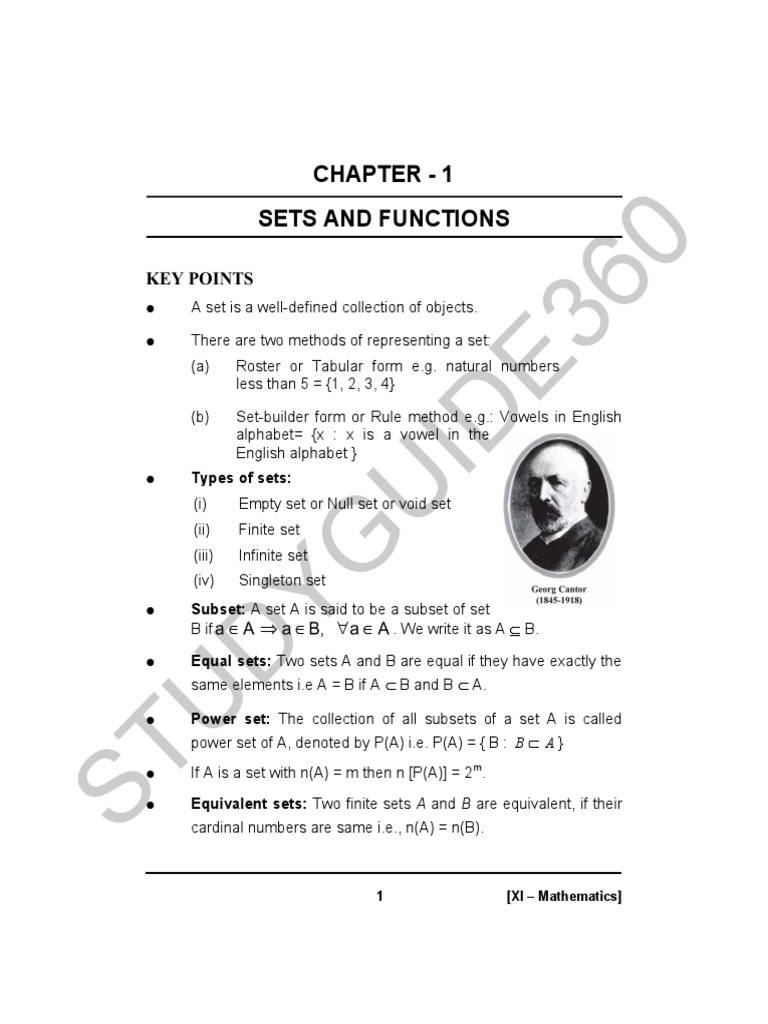 Class 11 Maths Notes Chapter 1 Studyguide360 | PDF | Set (Mathematics ...