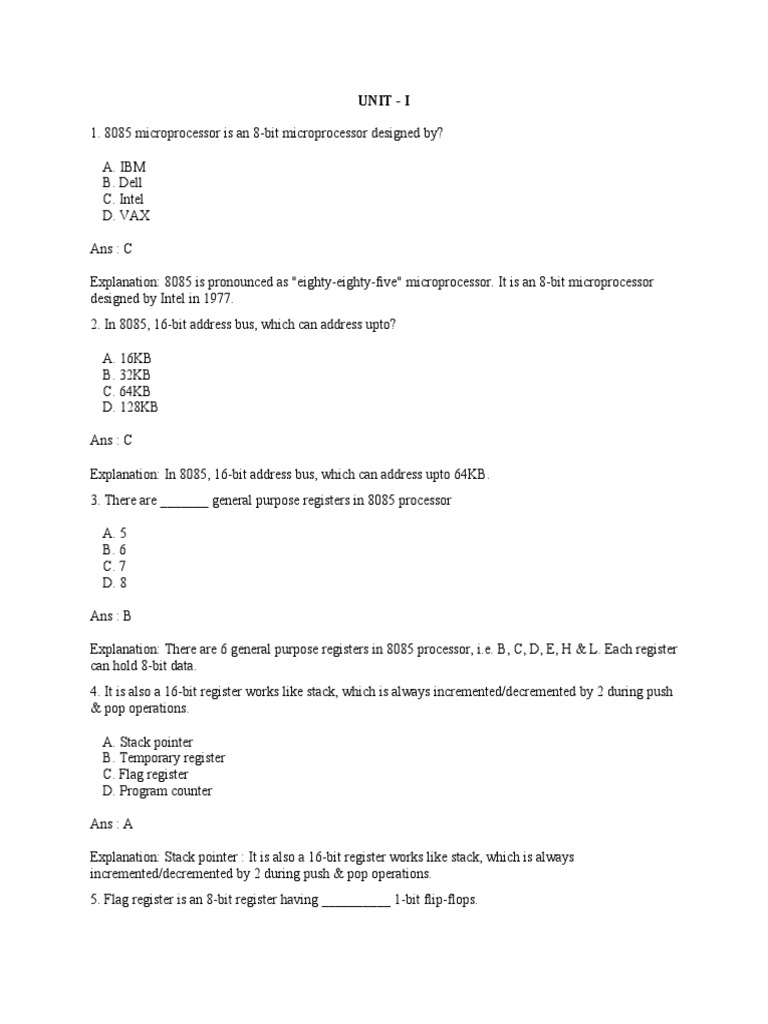 8085 MCQ | PDF | Analog To Digital Converter | Central Processing Unit