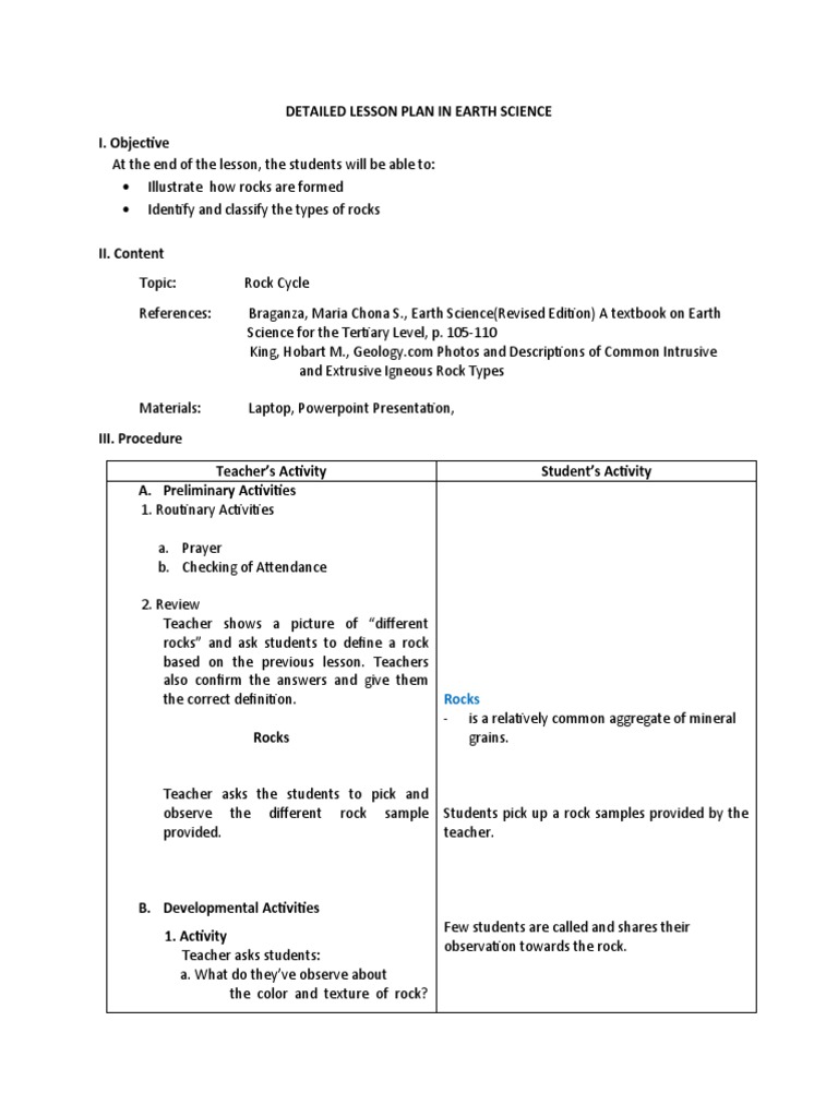 Lesson Plan | PDF | Rock (Geology) | Sedimentary Rock