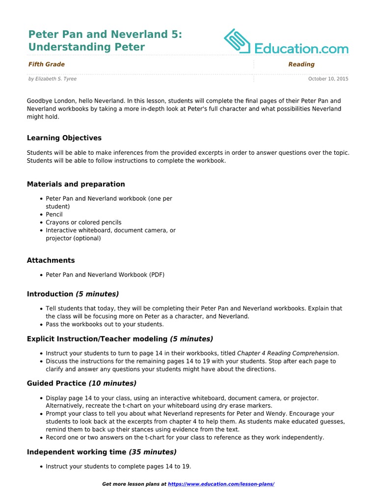 Peter Pan and Neverland Activity | PDF | Peter Pan | Neverland