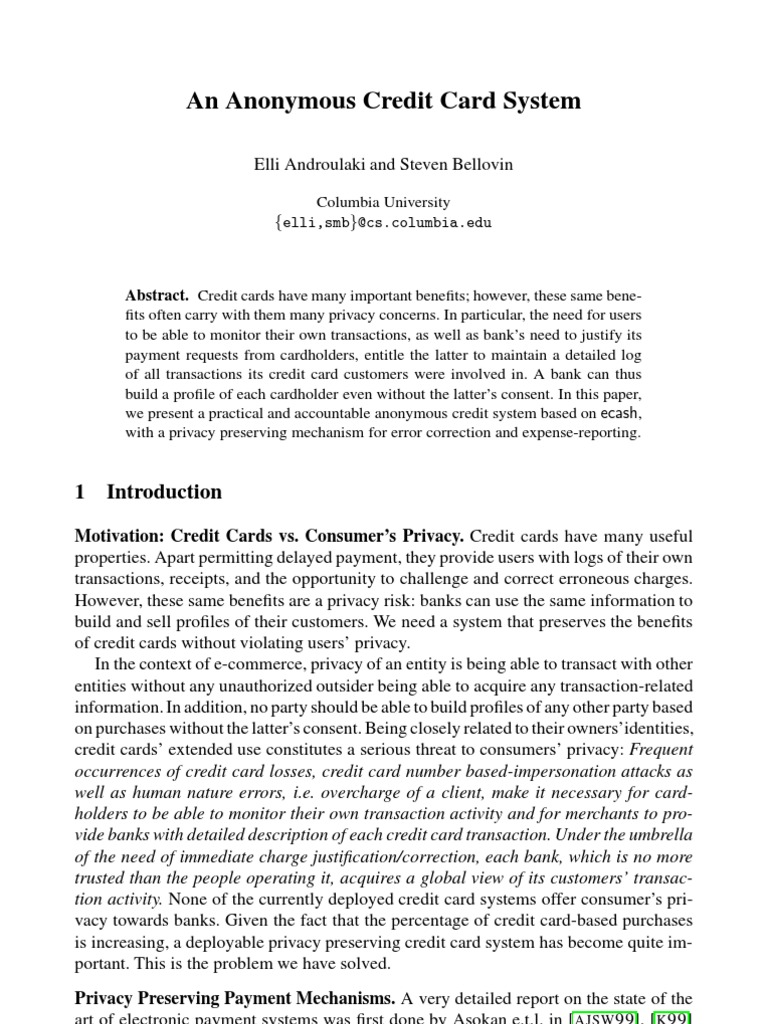 Privacy-Preserving Credit Card System | PDF | Credit Card | Debit Card