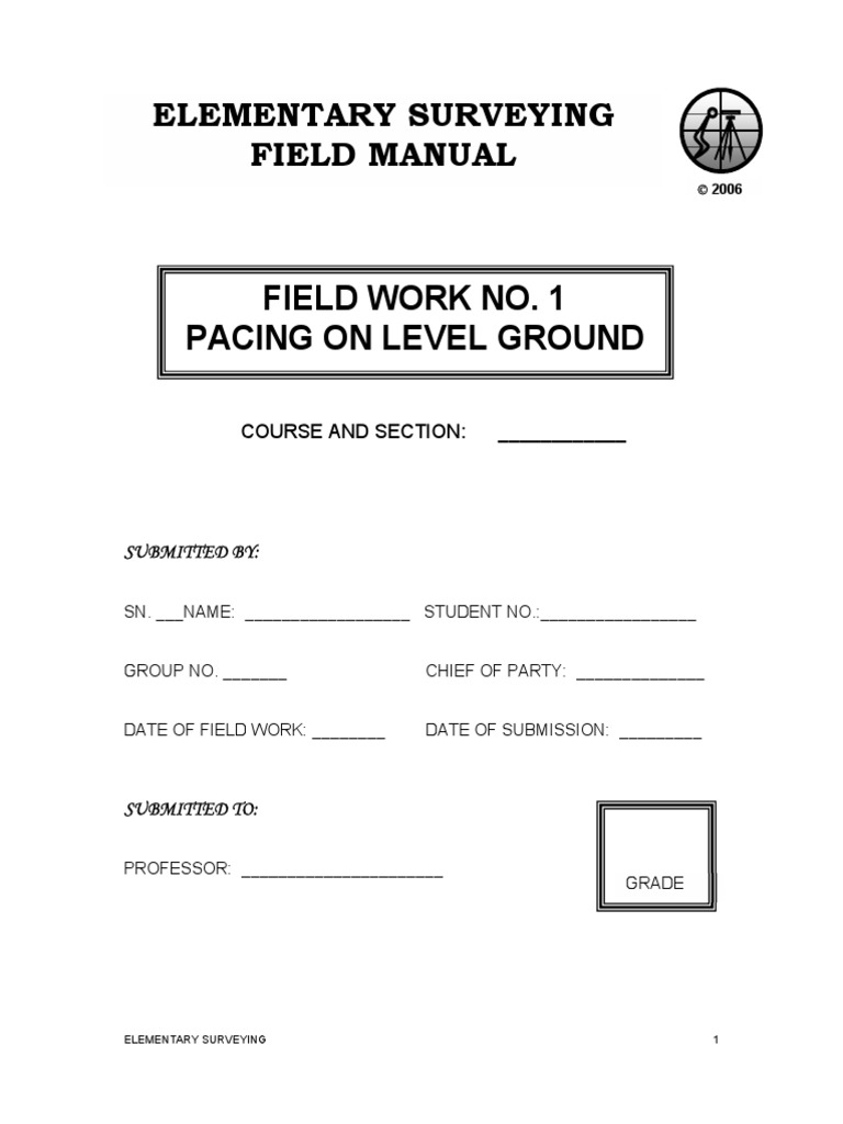 Field Work No. 1 - Pacing On Level Ground | PDF | Surveying