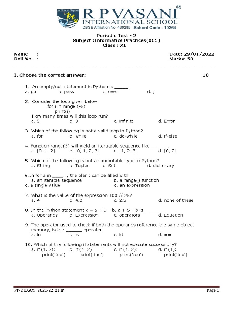 Grade XI IP | PDF | Control Flow | Python (Programming Language)