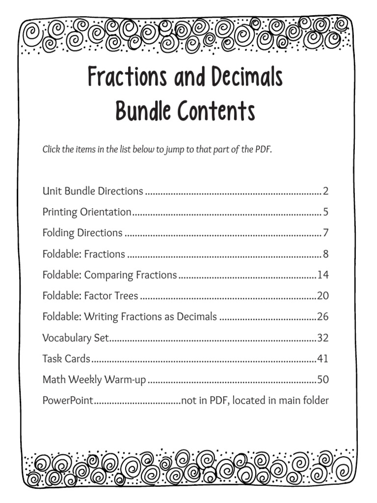 Math Doodles Bundle 9 Fractions and Decimals | PDF
