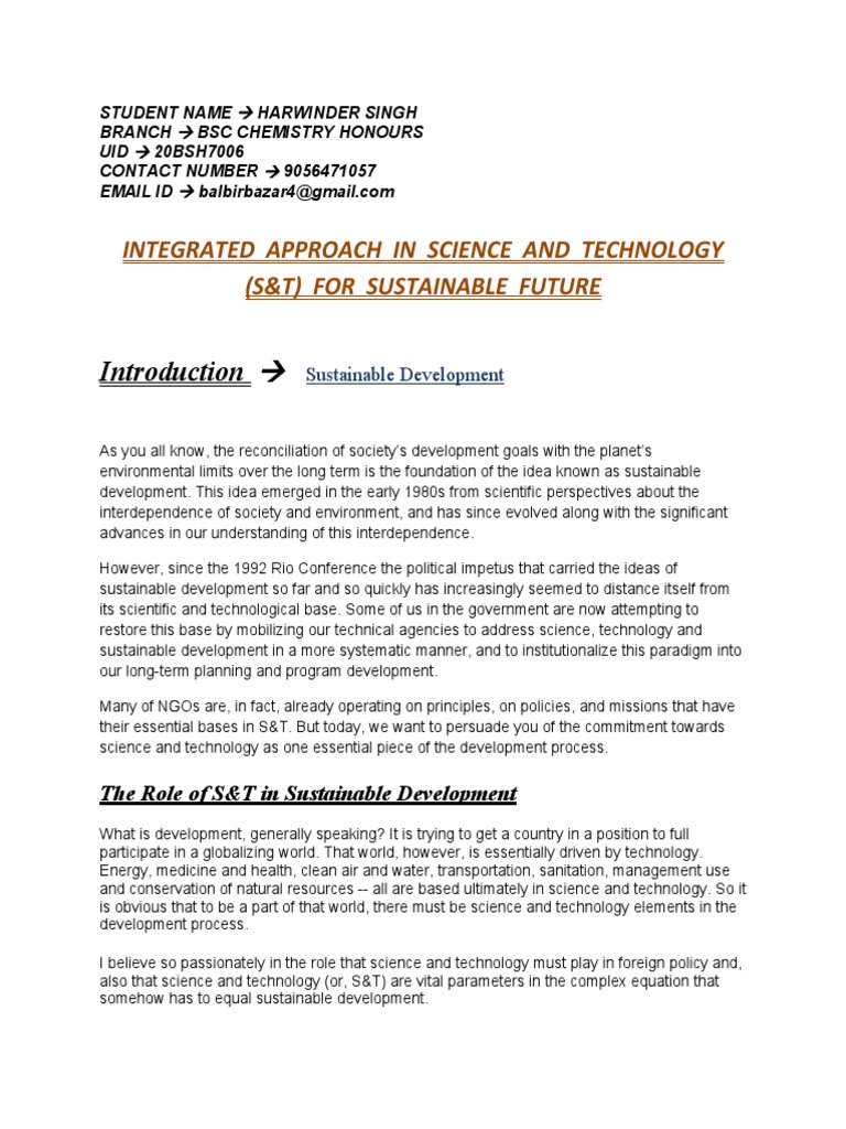 Integrated Science for Sustainable Future | PDF | Sustainability | Science