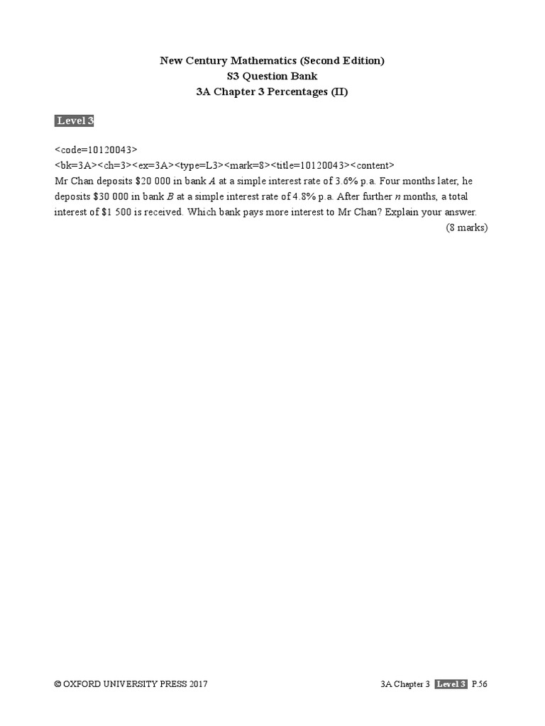 Level 3: New Century Mathematics (Second Edition) S3 Question Bank 3A ...