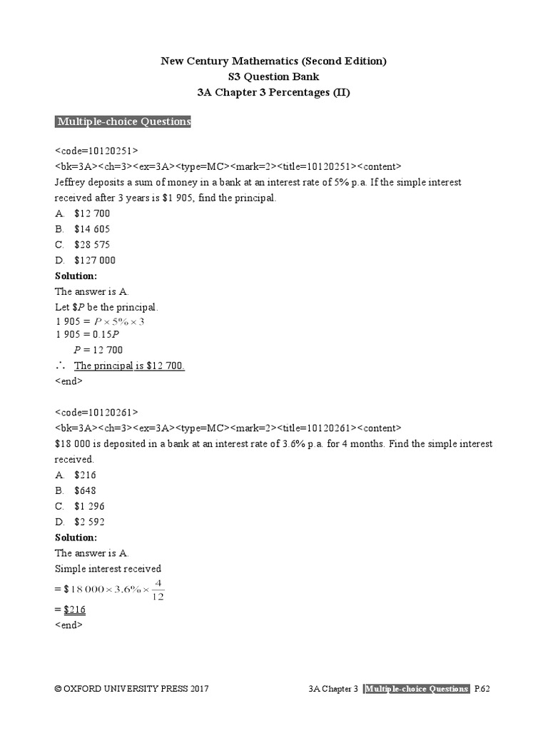 Multiple-Choice Questions: New Century Mathematics (Second Edition) S3 ...
