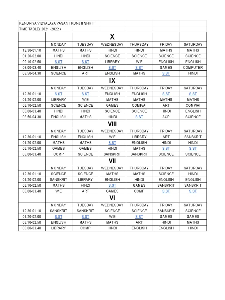 Time Table 7 - 02 - 2022 | PDF