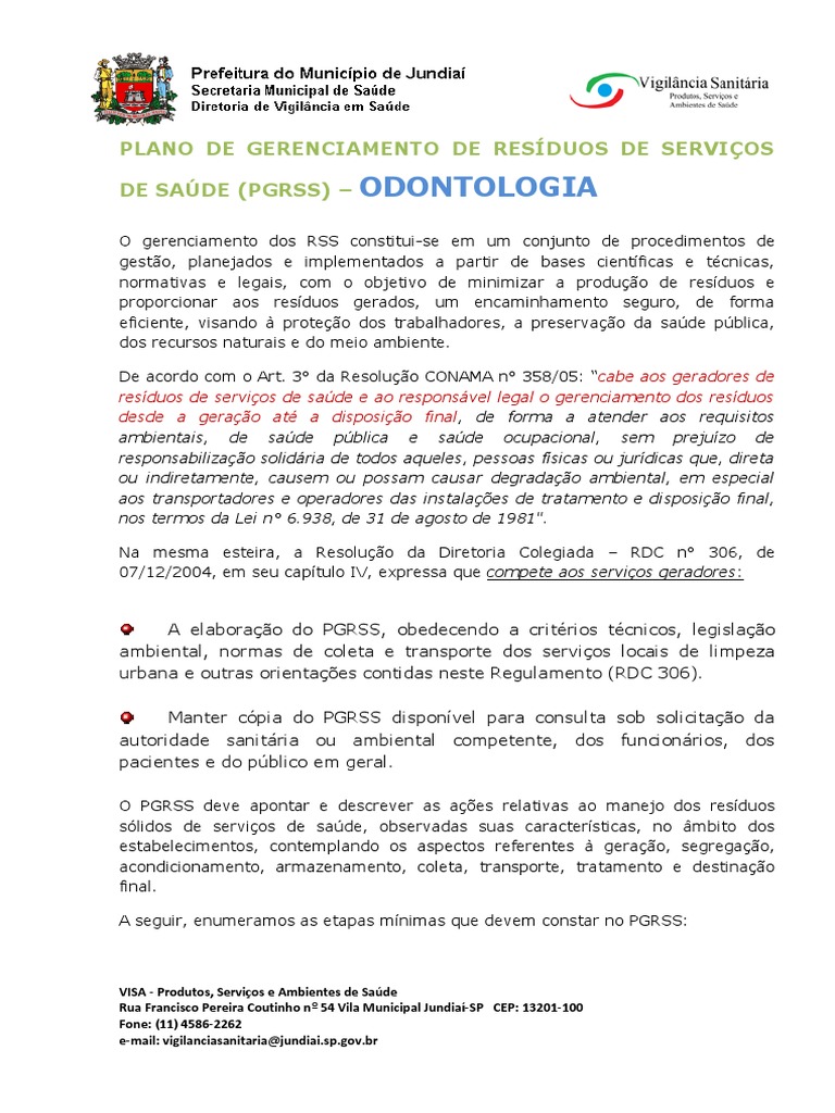 4 Modelo PGRSS Odontologia | PDF | Desperdício | Reciclagem