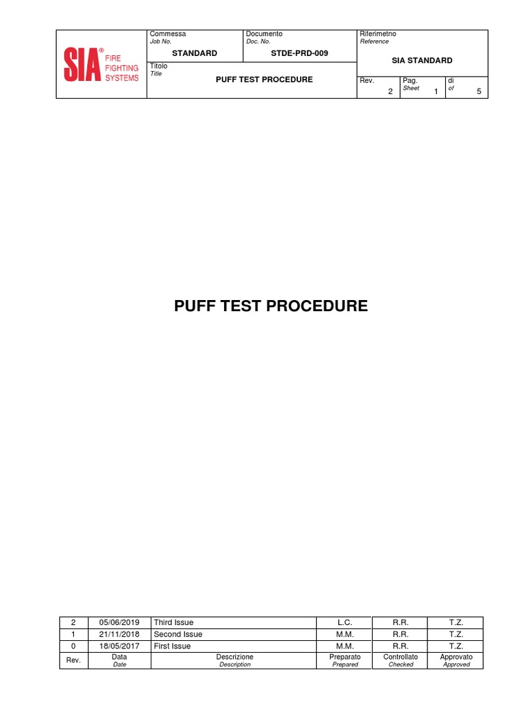 STDE-PRD-009 - R0 (Puff Test) | PDF | Valve | Chemical Engineering