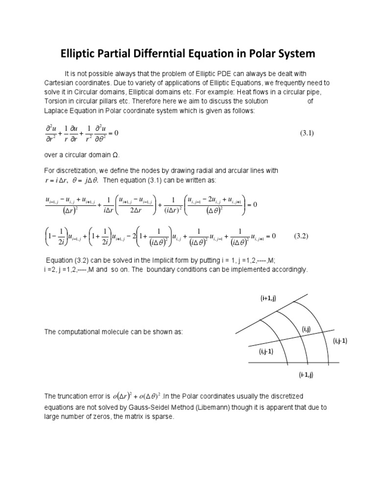 Elliptic Partial Differntial Equation in Polar System | PDF | Partial ...