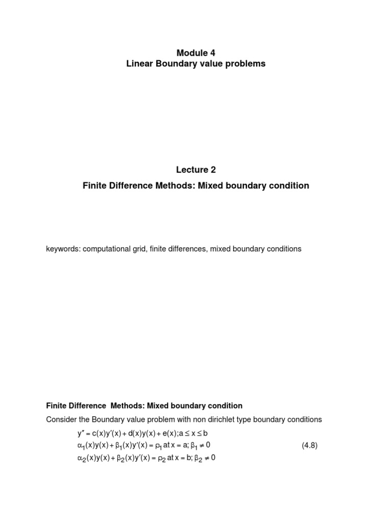 Finite Difference Methods Mixed Boundary Condition | PDF | Equations ...