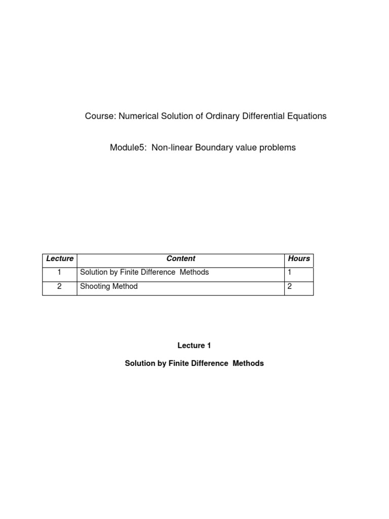 Solution By Finite Difference Methods Pdf Nonlinear System