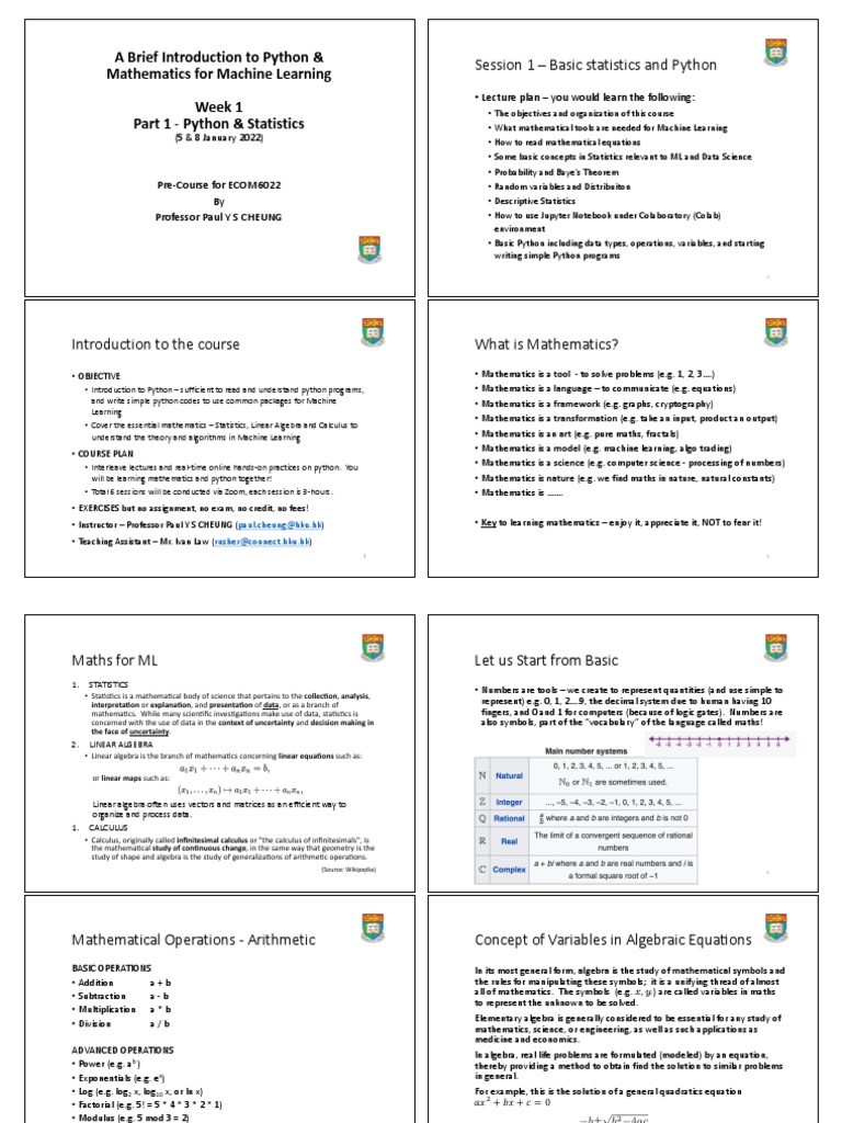 Session 1 - Introduction (Updated) | PDF | Teaching Mathematics | Mean