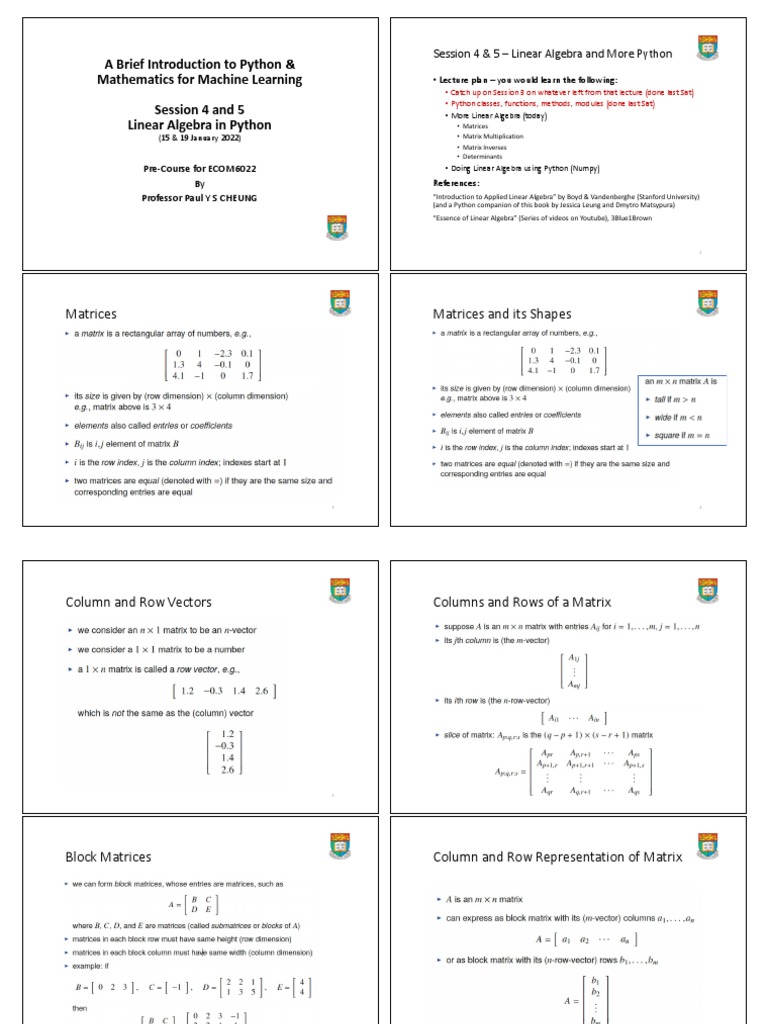 Session 4 5 - Linear Algebra in Python | PDF | Matrix (Mathematics ...